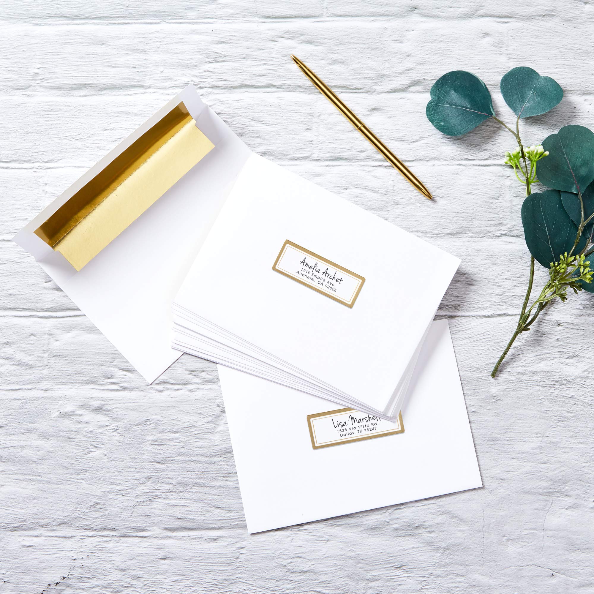 Avery Printable Address Labels, 1" x 2-5/8", Matte White with Metallic Gold Borders, 300 Blank Mailing Labels (06540)