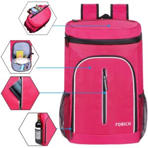 FORICH Soft Cooler Backpack, 30L Capacity, Rose Red, Polyester, Suitable for Outdoor Activities