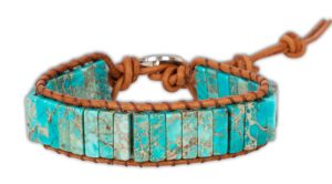 spunkysoul boho handmade wrap leather tube crystal stone bracelet for women (turquoise)