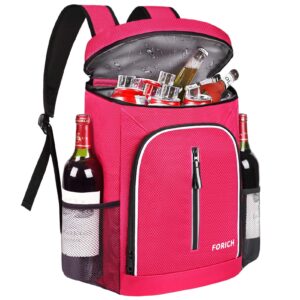 forich soft cooler backpack, 30l capacity, rose red, polyester, suitable for outdoor activities