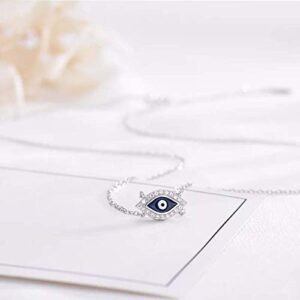 Gapudt S925 Sterling Silver Evil Eye Choker Short Dainty Necklace for Women Jewelry