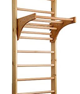 Wooden Swedish Ladder - Stall Bars Set for Physical Therapy & Gymnastics with Swing Set and Adjustable Pull-up bar - Sport Complex (KM-2)