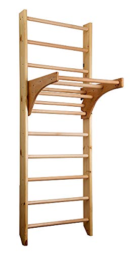 Wooden Swedish Ladder - Stall Bars Set for Physical Therapy & Gymnastics with Swing Set and Adjustable Pull-up bar - Sport Complex (KM-2)