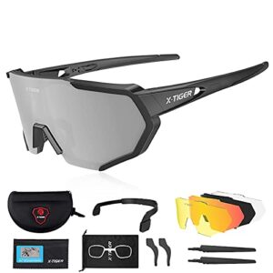 x-tiger polarized sports sunglasses with 5 interchangeable lenses,mens womens cycling bike glasses,baseball running fishing golf driving sunglasses