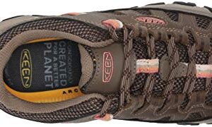 KEEN Women's Targhee Vent Low Height Breathable Hiking Shoes, Stone Gray/Brick DuST, 10.5