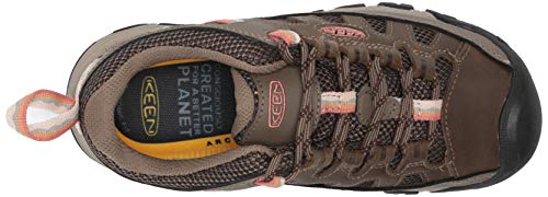 KEEN Women's Targhee Vent Low Height Breathable Hiking Shoes, Stone Gray/Brick DuST, 10.5