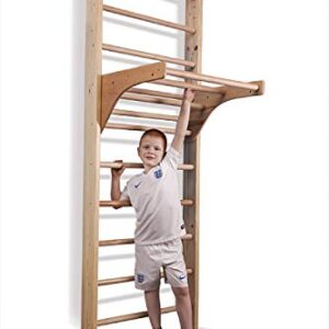 Wooden Swedish Ladder - Stall Bars Set for Physical Therapy & Gymnastics with Swing Set and Adjustable Pull-up bar - Sport Complex (KM-2)