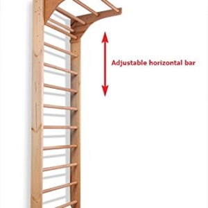 Wooden Swedish Ladder - Stall Bars Set for Physical Therapy & Gymnastics with Swing Set and Adjustable Pull-up bar - Sport Complex (KM-2)