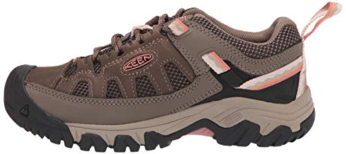 KEEN Women's Targhee Vent Low Height Breathable Hiking Shoes, Stone Gray/Brick DuST, 10.5