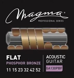 magma - light acoustic guitar strings 11-52 gauge flat phosphor bronze wound acoustic string set (.011" - .052") 1 set - ga130pbf