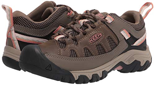 KEEN Women's Targhee Vent Low Height Breathable Hiking Shoes, Stone Gray/Brick DuST, 10.5