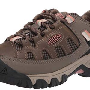 KEEN Women's Targhee Vent Low Height Breathable Hiking Shoes, Stone Gray/Brick DuST, 10.5