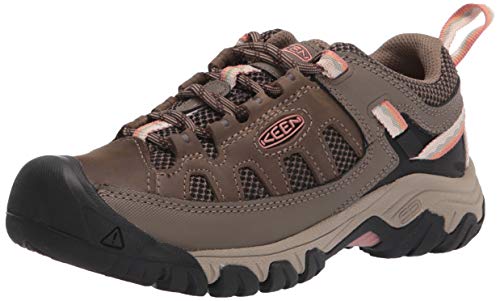 KEEN Women's Targhee Vent Low Height Breathable Hiking Shoes, Stone Gray/Brick DuST, 10.5