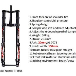 NBPOWER 26 * 4.0 Bike Air Fat Fork- Oil Spring Suspension Fork, Snow/Beach Fat KKE Fork 26 * 4.0 Tires, Alloy Material Fit 4.0" Tire Mountain Bike