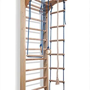 Wooden Swedish Ladder - Stall Bars Set for Physical Therapy & Gymnastics with Swing Set and Adjustable Pull-up bar - Sport Complex (KM-2)