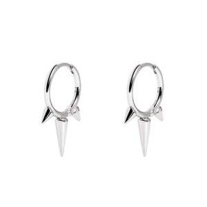 fashion spike sterling silver hoop earrings for women girls men hypoallergenic minimalist huggie small sleeper hoops cartilage cuff helix stud wrap personalized punk jewelry (silver)