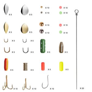 Dr.Fish 200PCs Lure Making Kit for Spinner Baits, Walleye Rig Pompano Rig Bottom Rig Surf Fishing Rig Fishing Terminal Tackles Rig Floats Weights Accessories Spinner Blades Treble Octopus Hooks