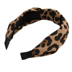 Etercycle 2PCS Headbands for Women, Bow Knotted Wide Headband, Yoga Hair Band Fashion Elastic Hair Accessories for Women (Black, Leopard)