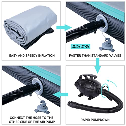 BEYOND MARINA Air Gymnastics Tumble Track 4/8 inches Thickness Inflatable Tumbling 10ft/13ft/16ft/20ft Air Mats for Home Use Training/Cheerleading/Yoga with Electric Pump, 13'x3.3'x4'', Carbon-mint