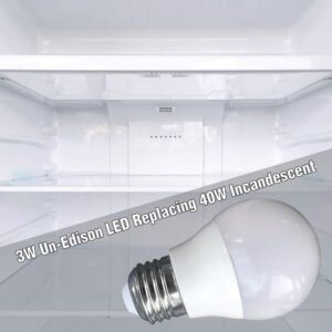 Un-Edison 3-Watt Cool Light for KitchenAid Refrigerators, 40W Equivalent, 120V E26 Cool White 6000K, A15 Energy Saving Appliance Bulbs (601567)