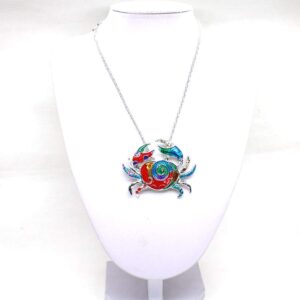 HSQYJ Charm Colorful Enamel Sea Animal Necklace Silver Tone Cute Enamel Choker Sea Crab Fashionable Necklaces for Women Unique Jewelry Gift and Souvenir