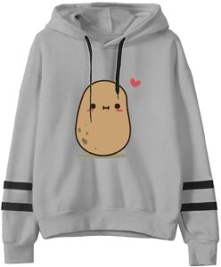 fronage teen girls potato hooded sweatshirt graphic womens long sleeve cute hoodies pullover tops (x-large, gray)