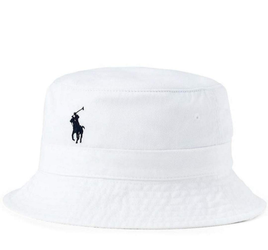 Ralph Lauren Polo Mens Cotton Bucket Hat (L/XL, White)