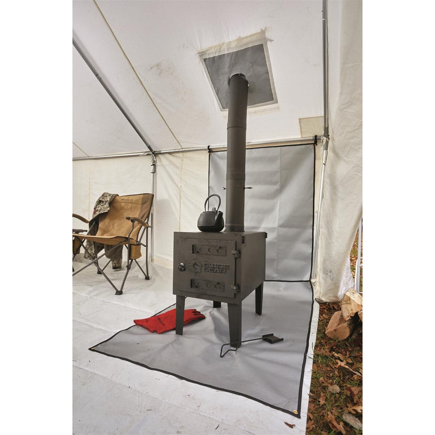 Guide Gear Large Outdoor Wood Burning Stove Portable with Chimney Pipe for Cooking, Camping, Tent, Hiking, Fishing, Backpacking