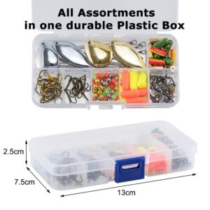 Dr.Fish 200PCs Lure Making Kit for Spinner Baits, Walleye Rig Pompano Rig Bottom Rig Surf Fishing Rig Fishing Terminal Tackles Rig Floats Weights Accessories Spinner Blades Treble Octopus Hooks