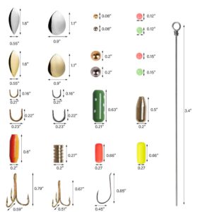 Dr.Fish 200PCs Lure Making Kit for Spinner Baits, Walleye Rig Pompano Rig Bottom Rig Surf Fishing Rig Fishing Terminal Tackles Rig Floats Weights Accessories Spinner Blades Treble Octopus Hooks