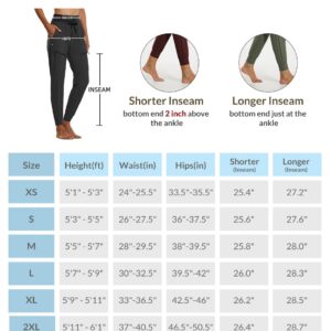 BALEAF Women's Joggers Lightweight Hiking Pants High Waist 5 Zipper Pockets Quick Dry Travel Athletic UPF50+ Black L