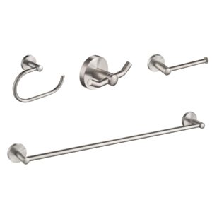 kraus c-kea-188bn elie 4-piece bath hardware set with 24-inch bar, paper holder, towel ring and robe hook, brushed nickel