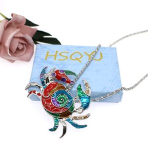 HSQYJ Charm Colorful Enamel Sea Animal Necklace Silver Tone Cute Enamel Choker Sea Crab Fashionable Necklaces for Women Unique Jewelry Gift and Souvenir