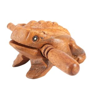 ymiko wood frog guiro rasp wooden handcraft, musical instrument tone block percussion wood toy, thailand traditional craft for home and office decor (5.8cm)