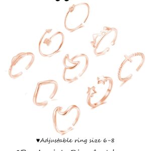 Dcfywl731 Stackable Rings for Women Trendy Stuff Knuckle Ring Cute Adjustable Arrow Knot Wave Star Moon Rings Set Jewelry Gifts Stocking Stuffers for Christmas Gifts 2024