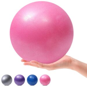 momplus 9 inch exercise pilates mini yoga balls barre for home stability squishy training physical therapy improves balance with inflatable straw(pink)