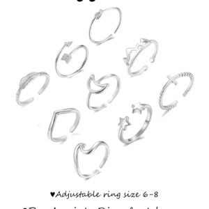 Dcfywl731 Stackable Rings for Women Trendy Stuff Knuckle Ring Cute Adjustable Arrow Knot Wave Star Moon Rings Set Jewelry Gifts Stocking Stuffers for Christmas Gifts 2024