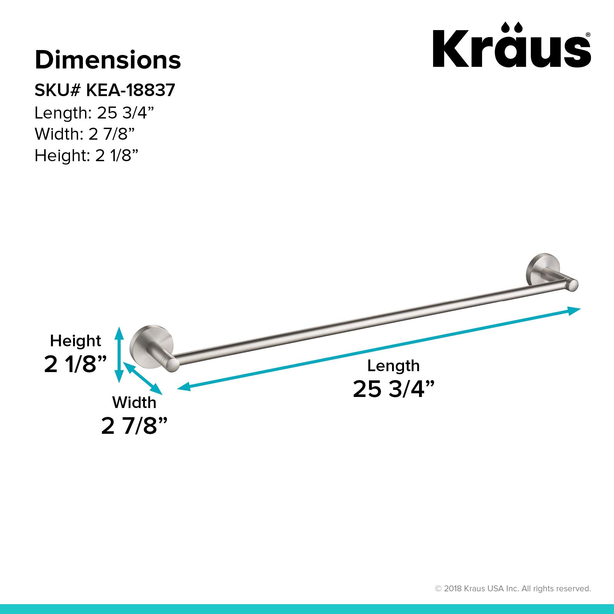 Kraus C-KEA-188BN Elie 4-Piece Bath Hardware Set with 24-inch Bar, Paper Holder, Towel Ring and Robe Hook, Brushed Nickel