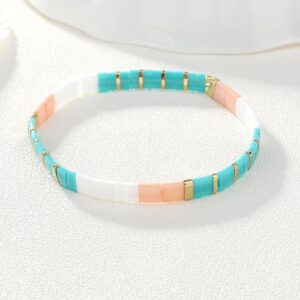 KELITCH Women Friendship Bracelets Tila Miyuki Beaded Bracelets Colorful Women Stretch Bracelets