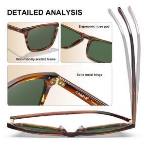 CARFIA Retro Polarized Sunglasses for Men UV Protection Hand-crafted Acetate Frame Fashion Cool Sun Glasses CA53572 Tortoise