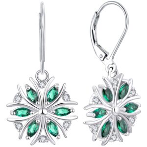 yl snowflakes earrings sterling silver dangle drop earrings created emerald leverback jewelry for women