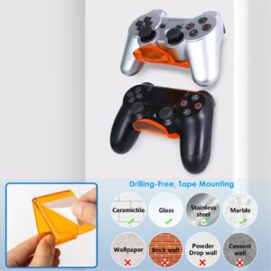 OAPRIRE Universal Controller Holder Wall Mount 2 Pack, Acrylic Controller Stand Gaming Accessories with Cable Clips, Build Your Game Fortresses (Orange)