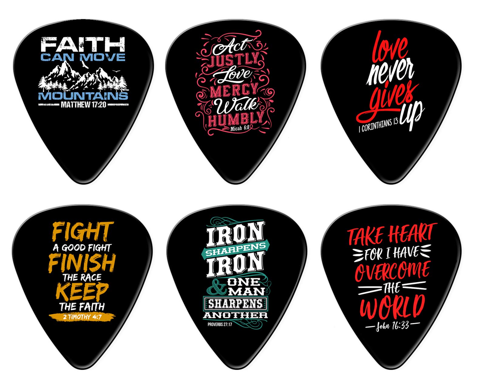 12 Bible Verse Christian Guitar Picks, Worship Guitar Picks Guitar Picks for Christians, Learn to Play Guitar, Gift, Guitar, Bible Quote Guitar Picks, Cross Guitar Picks, (Bible Quote Guitar Picks)