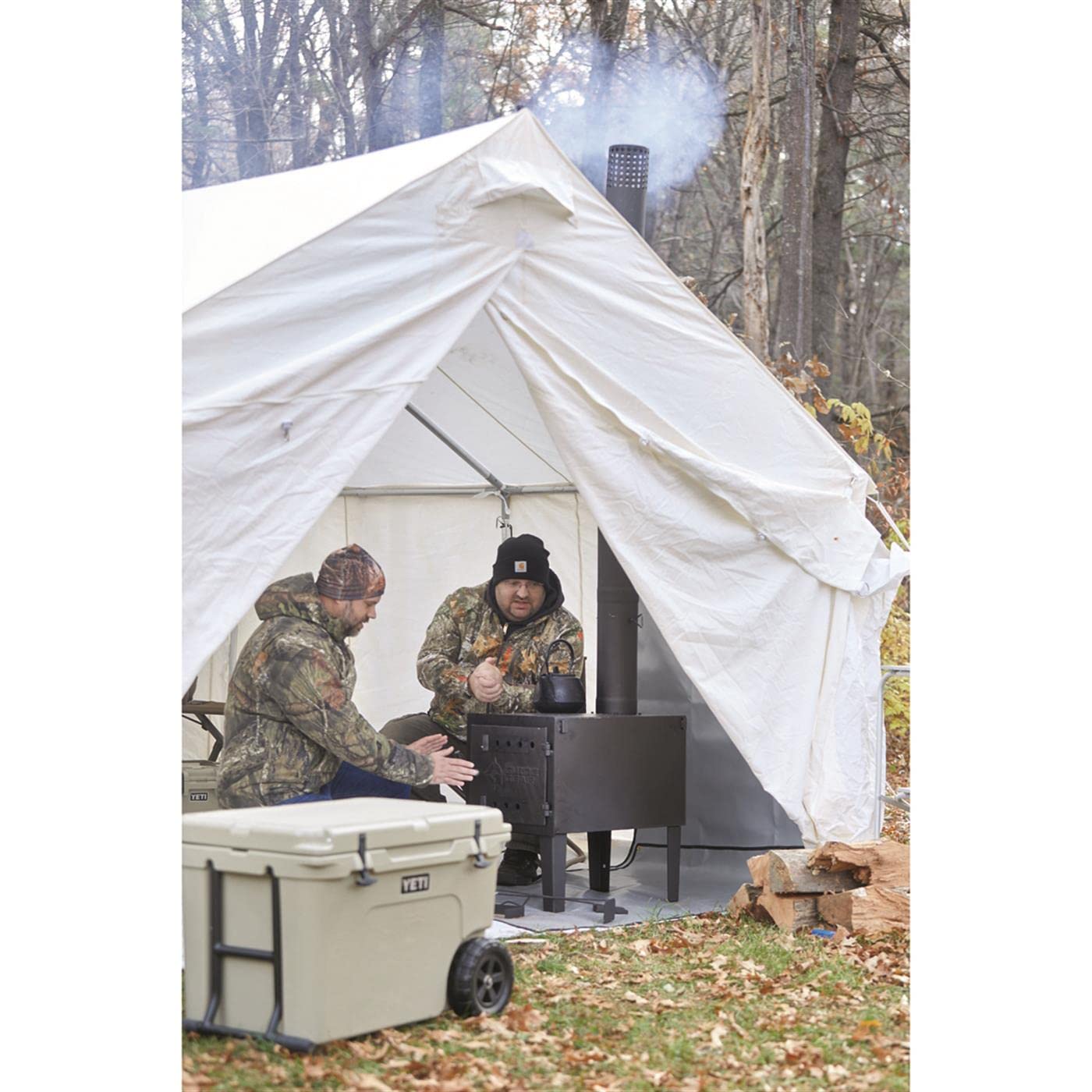 Guide Gear Large Outdoor Wood Burning Stove Portable with Chimney Pipe for Cooking, Camping, Tent, Hiking, Fishing, Backpacking