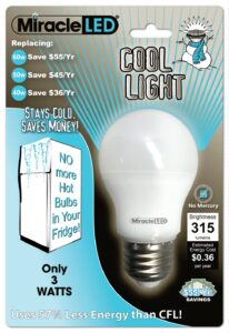 un-edison 3-watt cool light for kitchenaid refrigerators, 40w equivalent, 120v e26 cool white 6000k, a15 energy saving appliance bulbs (601567)