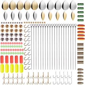 dr.fish 200pcs lure making kit for spinner baits, walleye rig pompano rig bottom rig surf fishing rig fishing terminal tackles rig floats weights accessories spinner blades treble octopus hooks