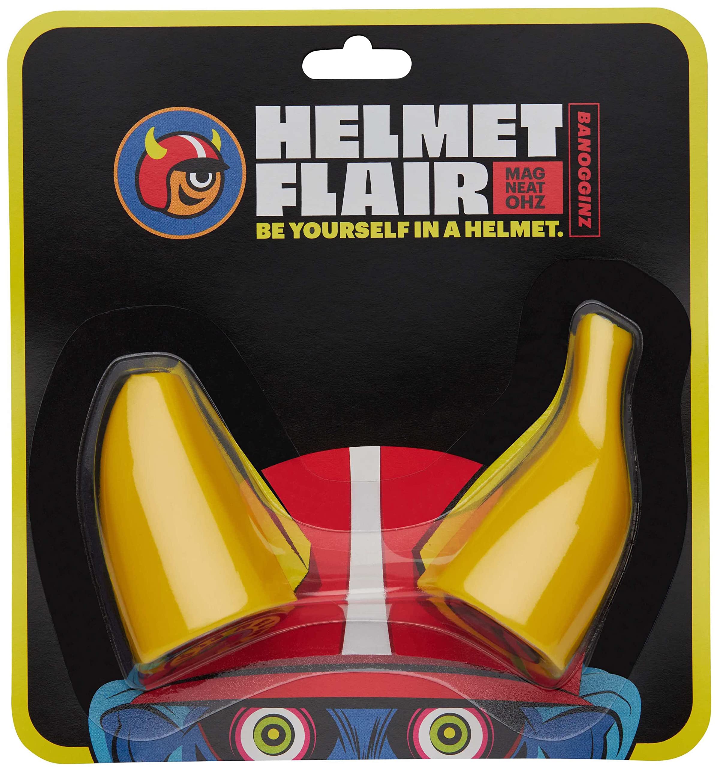 Helmet Flair MagNeatOhz Banana for Helmet | Made in USA | Helmet Accessory for Motorcycle Helmet, Bike Helmet, Ski Helmet | Magnetic Attachment | Interchangeable | Pair (Helmet Not Included)