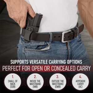 VICI Tactical Men's Steel Core Leather Gun Belt for Concealed Carry 36, Black