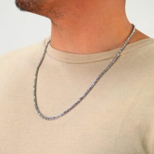 Nuragold 10k White Gold 4mm Rope Chain Diamond Cut Pendant Necklace, Mens Womens Jewelry 18" 20" 22" 24" 26" 28" 30"