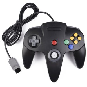 miadore n64 classic controller, retro n64 64-bit remote gamepad joystick for n64 console video game system (black)